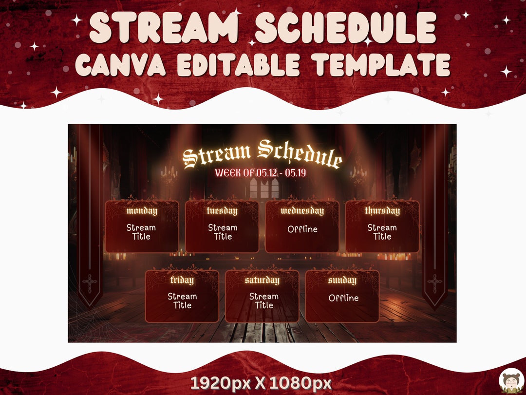 Stream Schedule Red Vampire Lair Twitch Fantasy Stream Customizable Schedule Twitch Schedule ...
