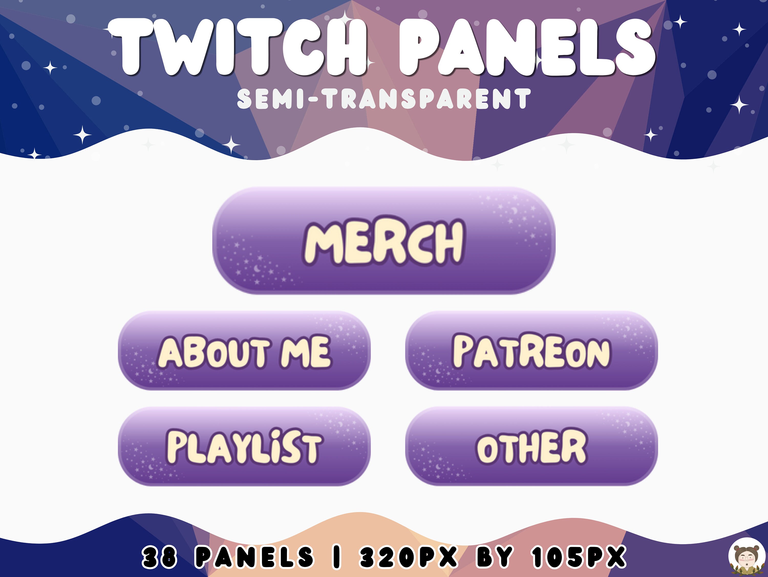 Purple Twitch Panels Semi Transparent Twitch Panels Cute Twitch Panels ...