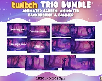 Vtuber Animated Background Purple Witch Twitch Fantasy Stream Overlay Background for Streaming ...