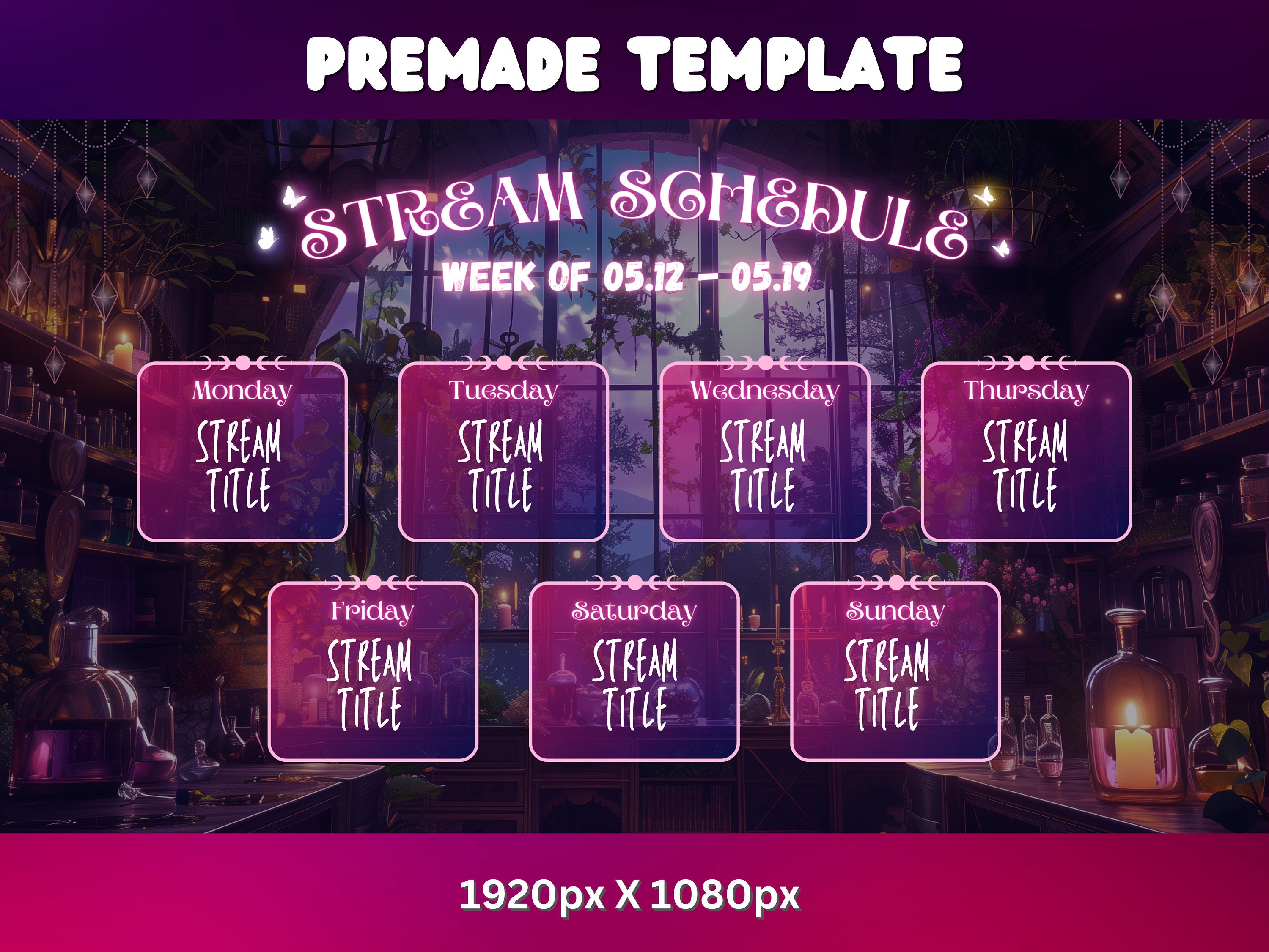 Stream Schedule Purple Witch Twitch Fantasy Stream Customizable ...