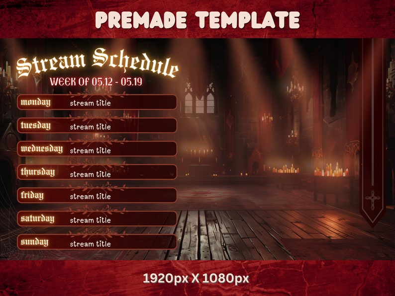 Stream Schedule Red Vampire Lair Twitch Fantasy Stream Customizable ...