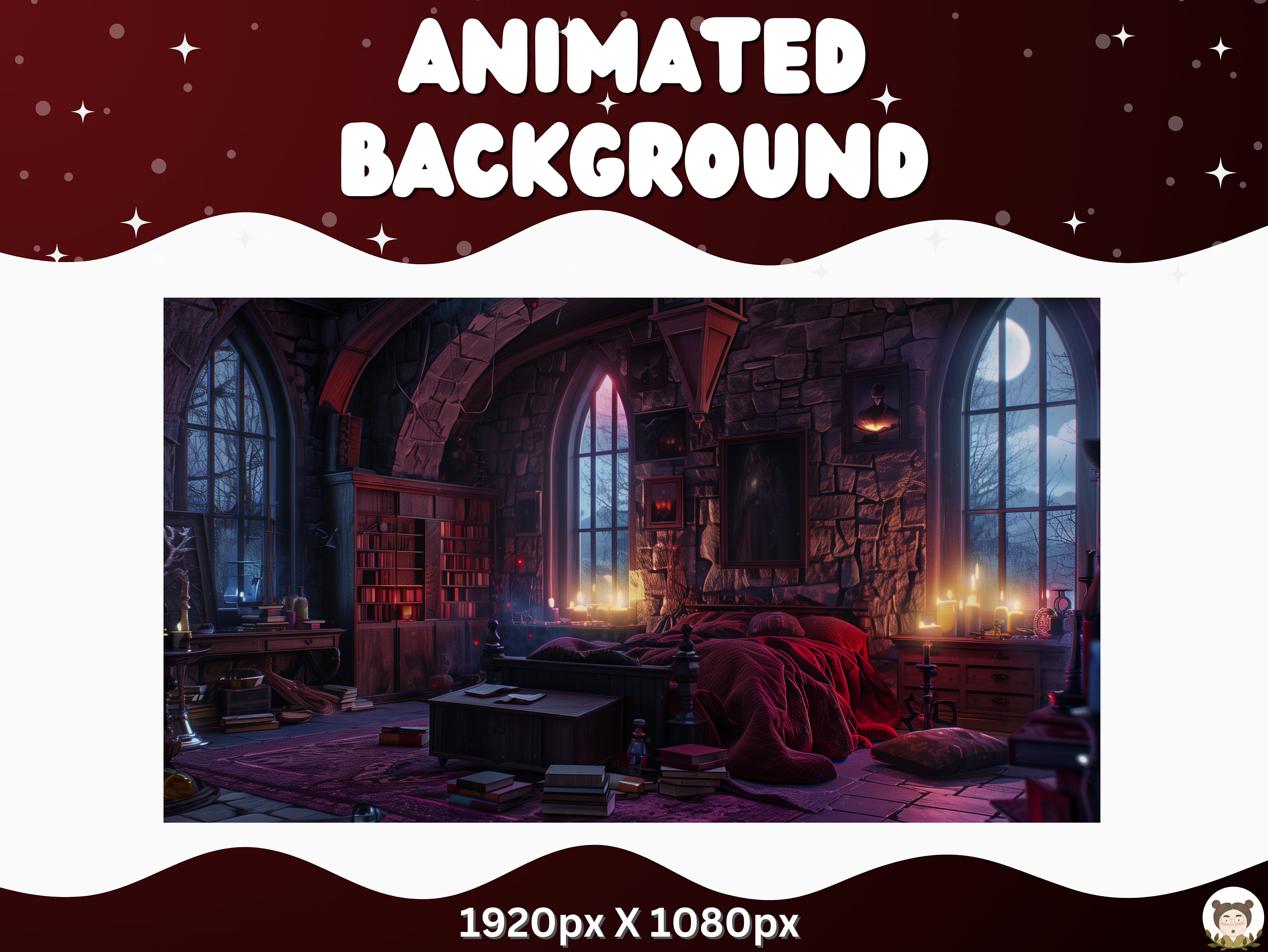 Vtuber Animated Background Red Vampire Twitch Fantasy Stream Overlay ...