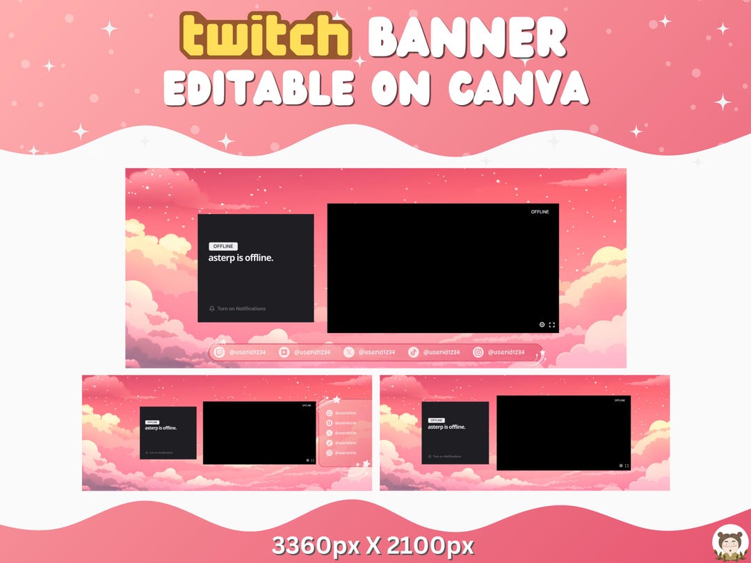 Twitch Banner Template Personalized Stream Banner Twitch Stream Banners ...