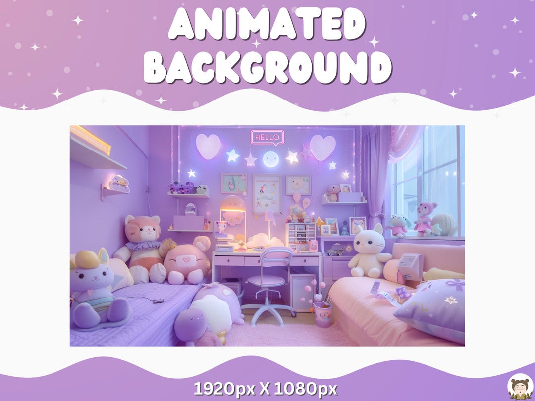 Vtuber Animated Background Purple Twitch Lofi Stream Overlay Vtuber ...