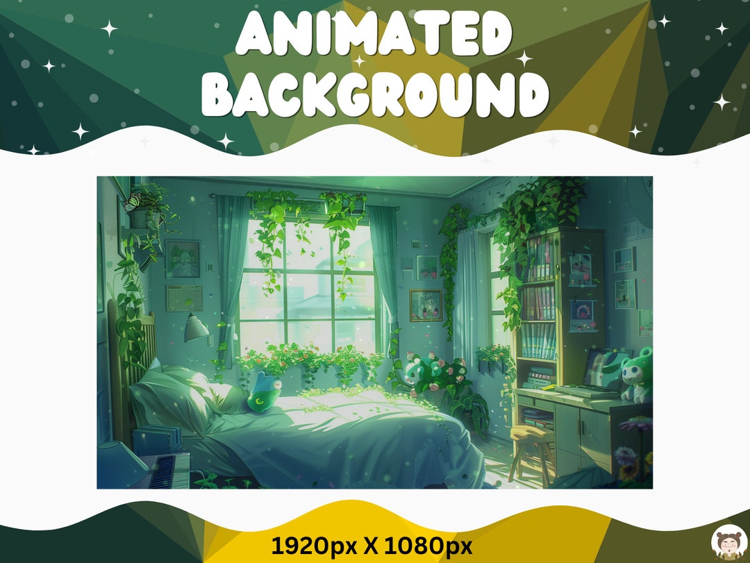 Vtuber Animated Background Green Twitch Stream Overlay Vtuber Seamless ...