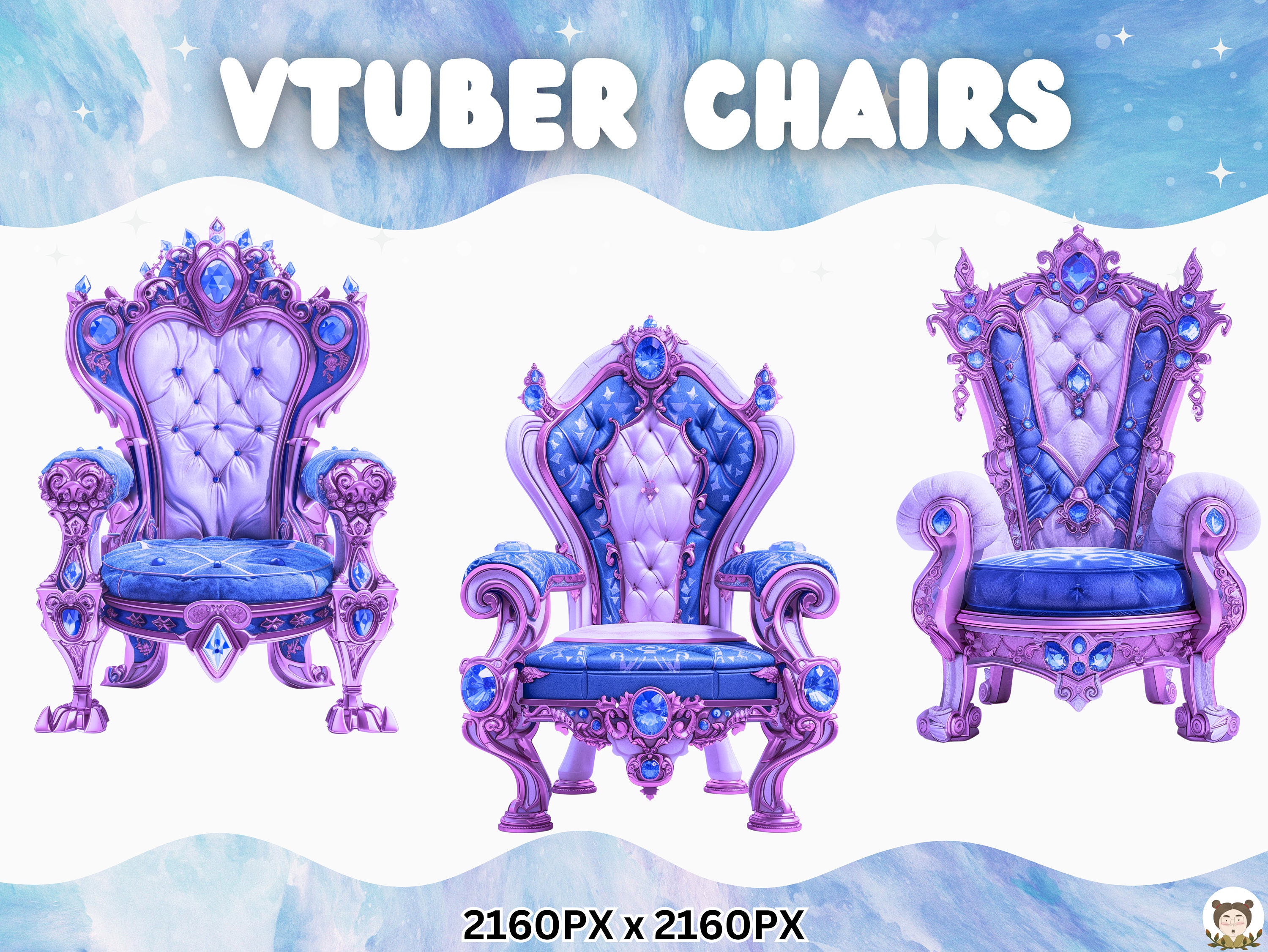 Vtuber Gaming Chair Vtuber Assets Blue Gaming Chair Royal Chair Vtube ...