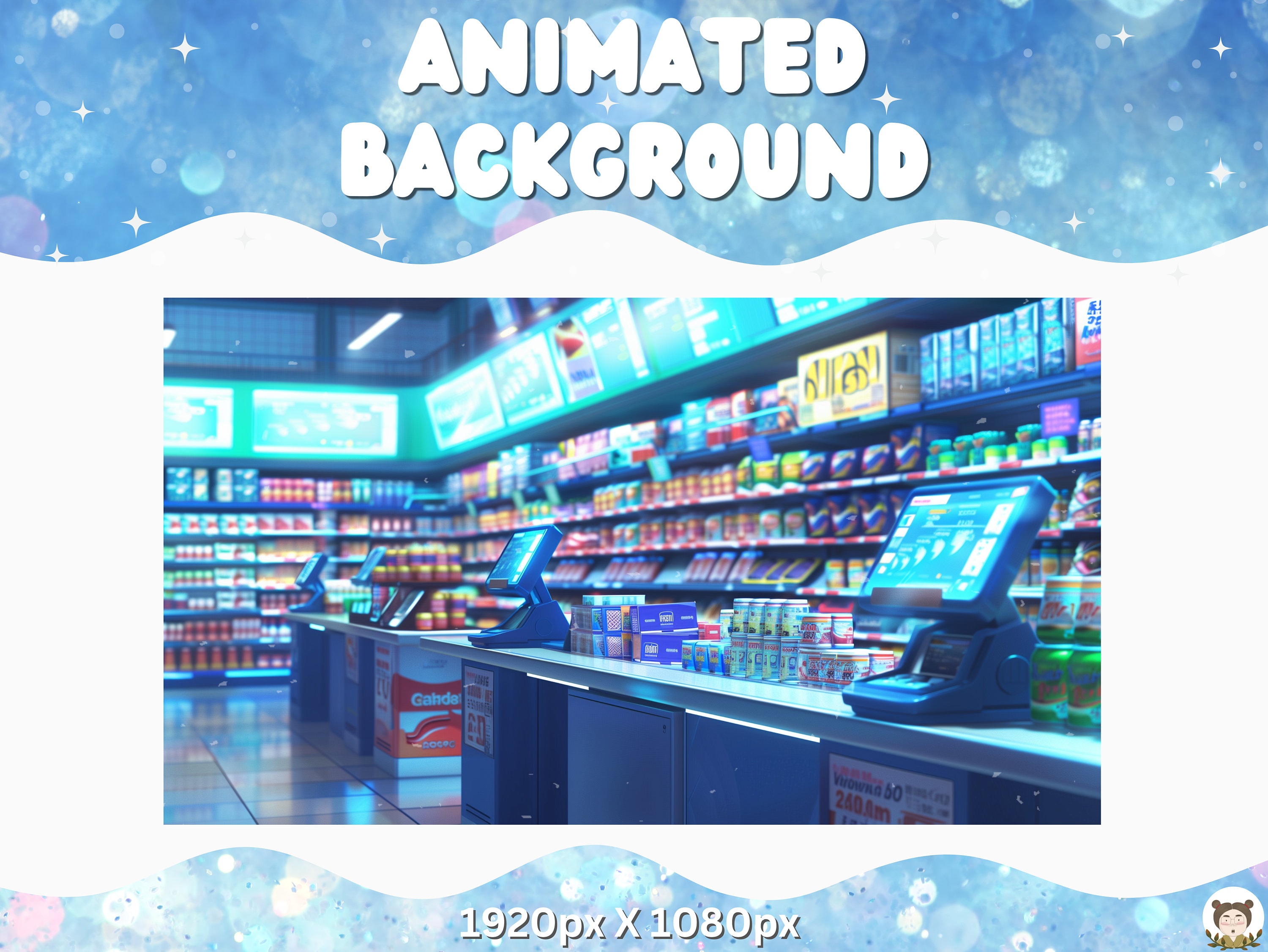 Vtuber Animated Background Supermarket Twitch Lofi Stream Overlay ...