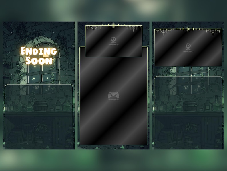 Green Witchy Stream Overlay, Cozy Gaming, Dark Cottagecore Vtuber Pack ...