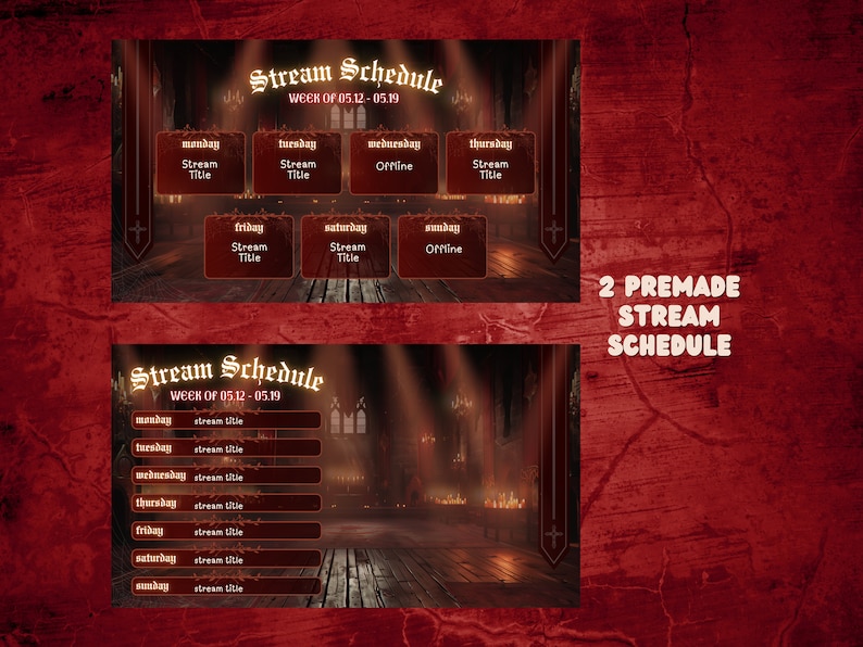 Stream Schedule Red Vampire Lair Twitch Fantasy Stream Customizable ...