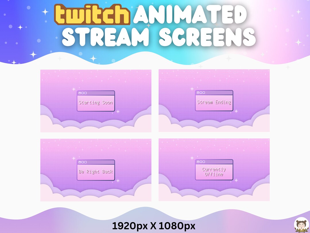 Animated Stream Screen Overlay Purple for Twitch Purple Twitch Overlay ...