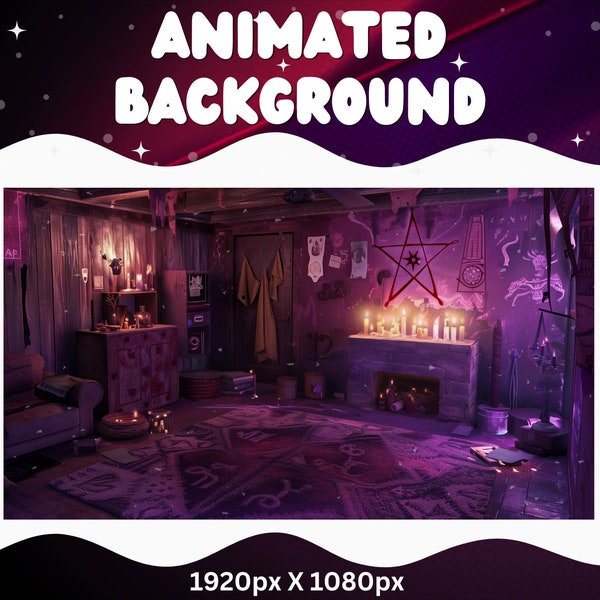 Vtuber Animated Background Purple Witch Twitch Fantasy Stream Overlay Vtuber Seamless Looped ...