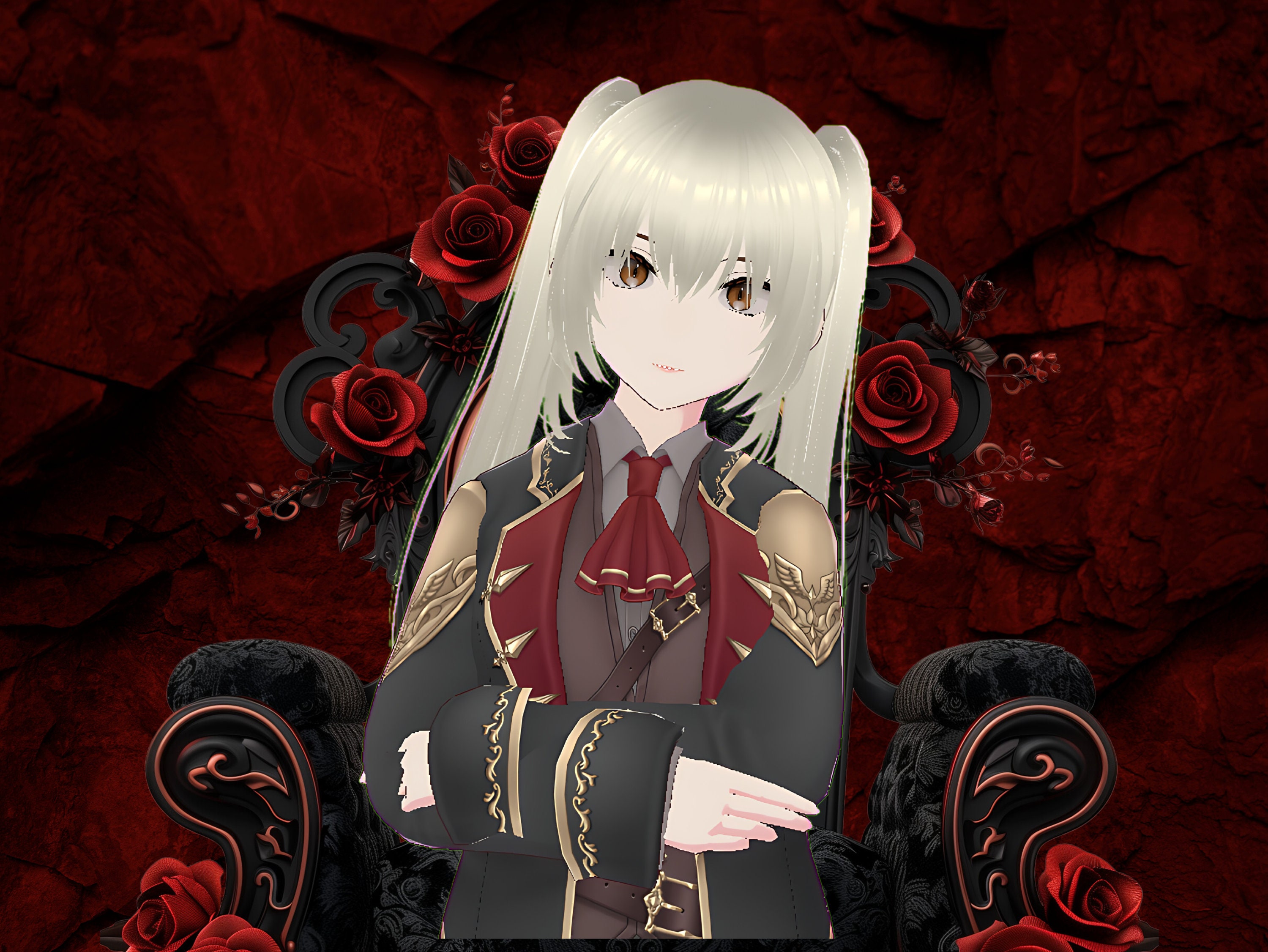 Vtuber Gaming Chair Vtuber Assets Red Gaming Chair Red Rose Gothic ...