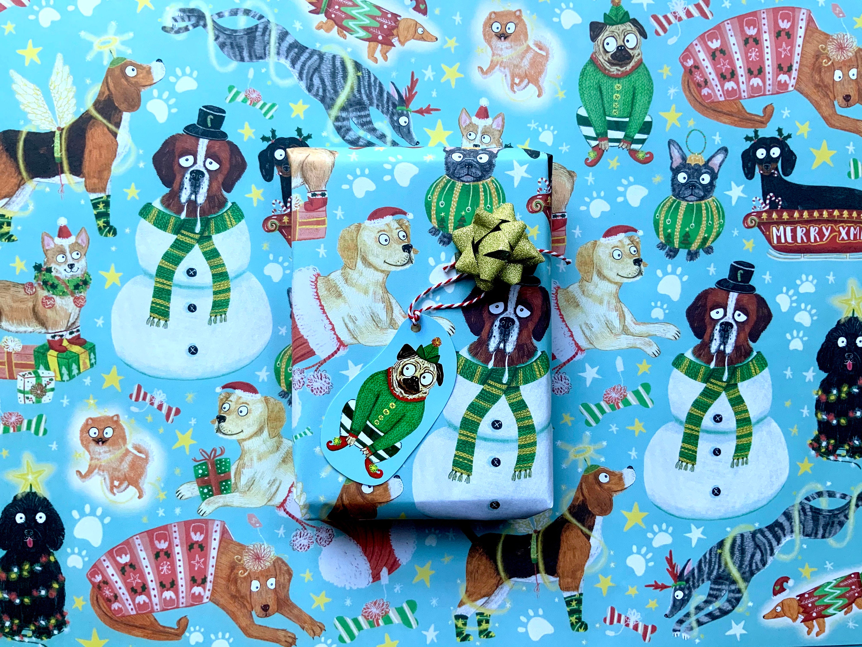 Christmas Dog Wrapping Paper, 3 Pack A2 Sheets - Etsy