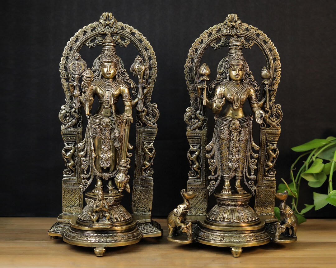 41 Cm Vishnu Laxmi Statue lord Vishnu Goddess Laxmi - Etsy