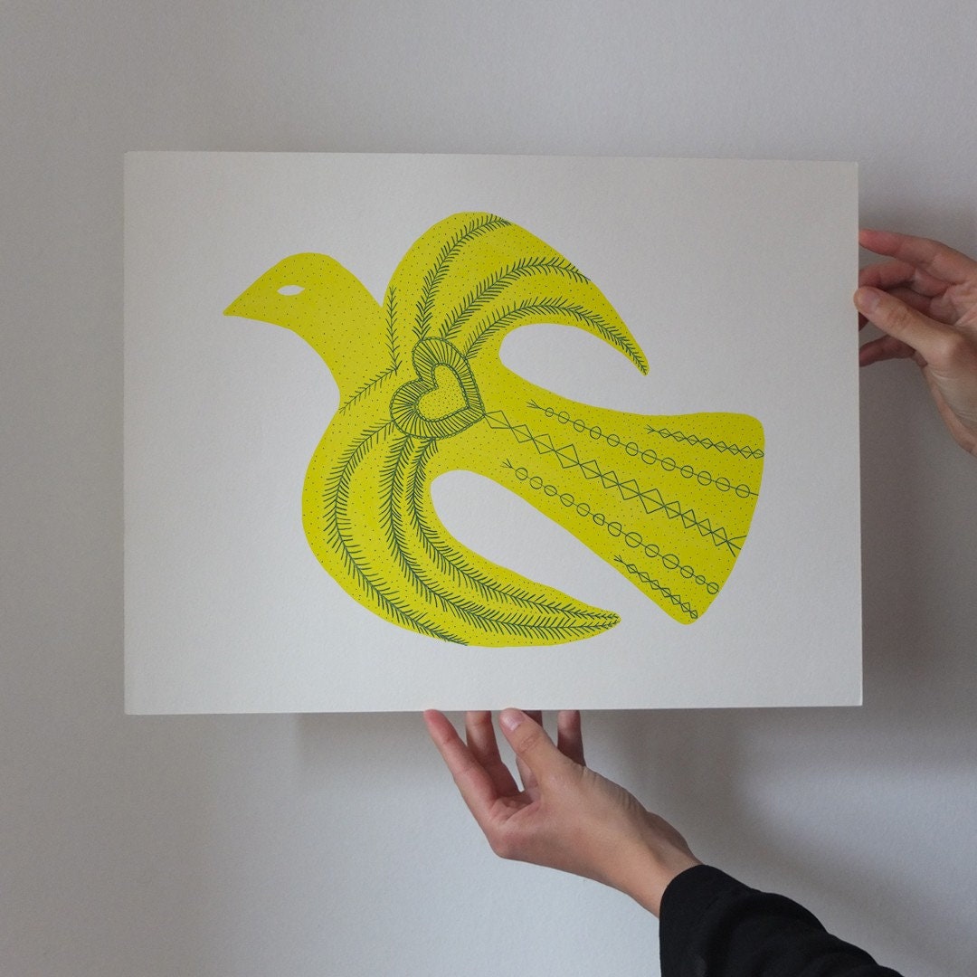Art Print "yellow Bird, Number 2", Available in A4 - Etsy