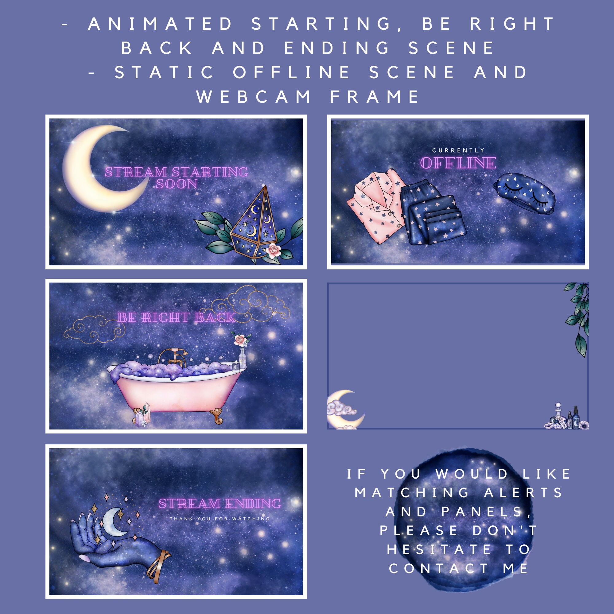 Dreams Twitch Overlays- Animated; Starting Soon, Be Right Back, Stream ...