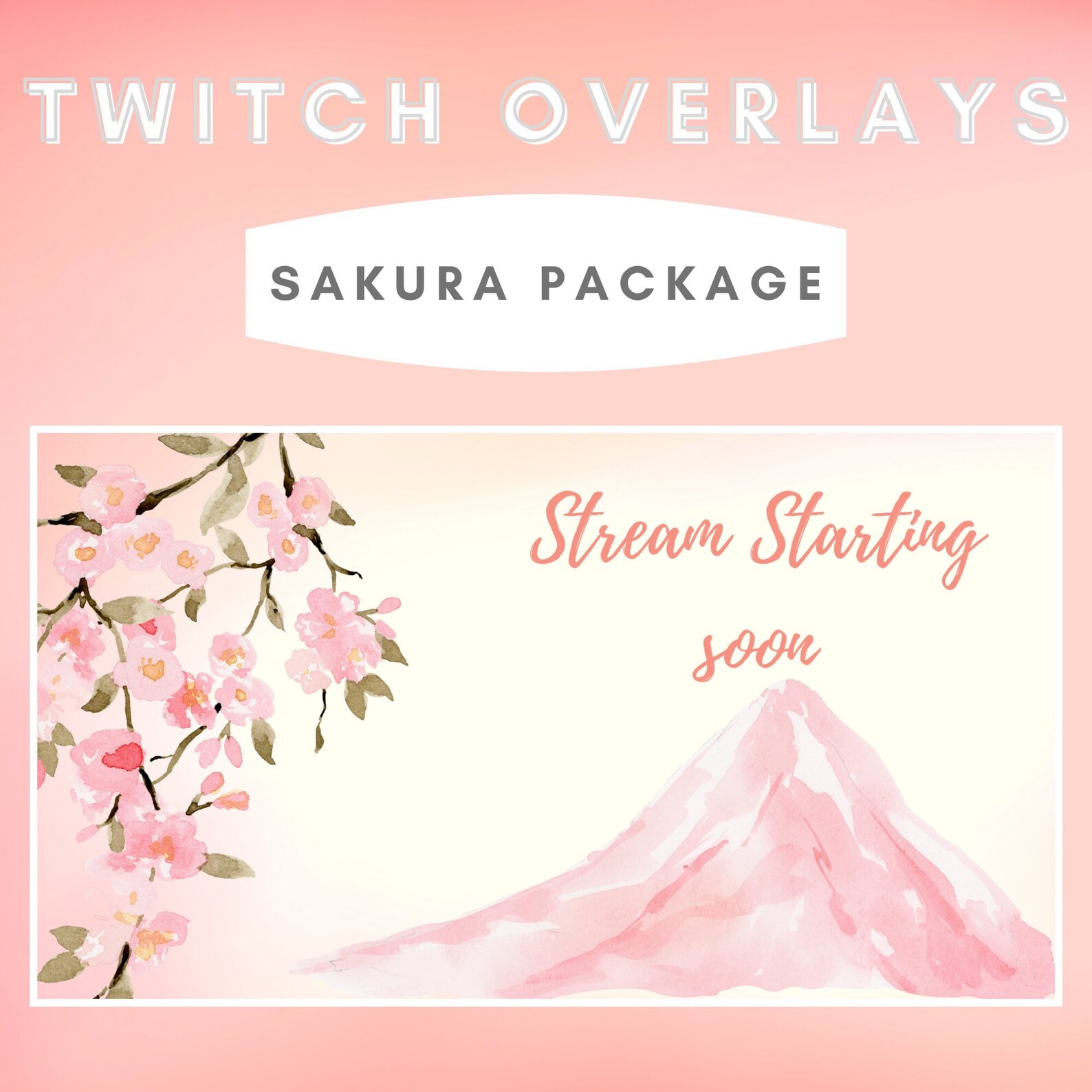 Sakura Twitch Overlays - Static Scene; Starting Soon, Be Right Back ...