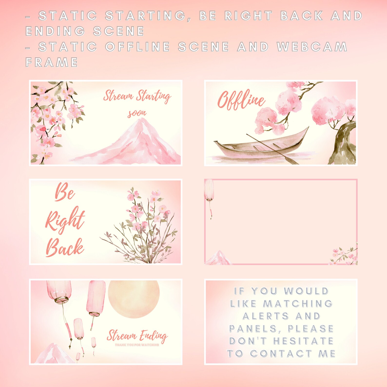 Sakura Twitch Overlays Static Scene Starting Soon, Be Right Back ...