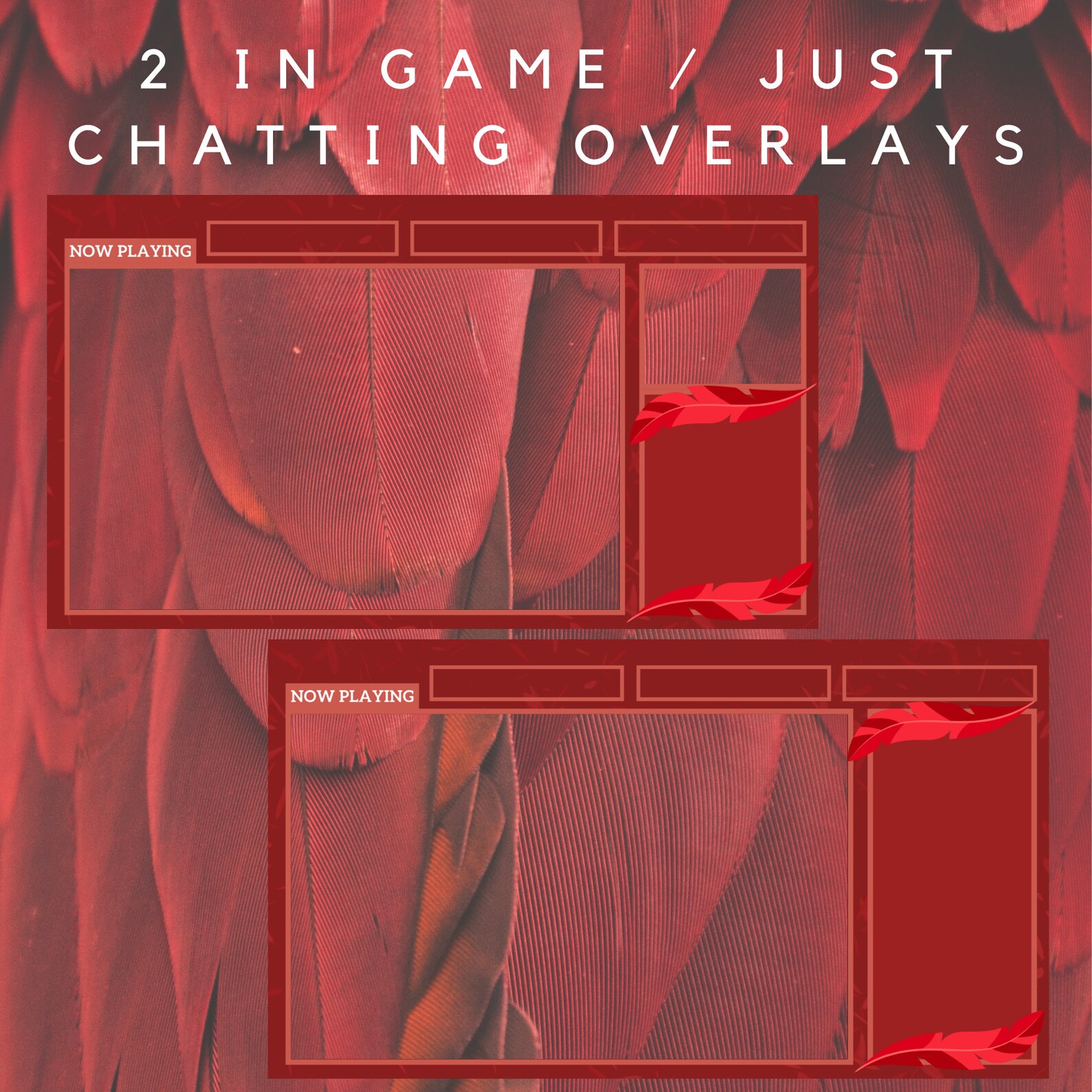 Red Feathers Twitch Overlays- Animated; Starting Soon, Be Right Back ...