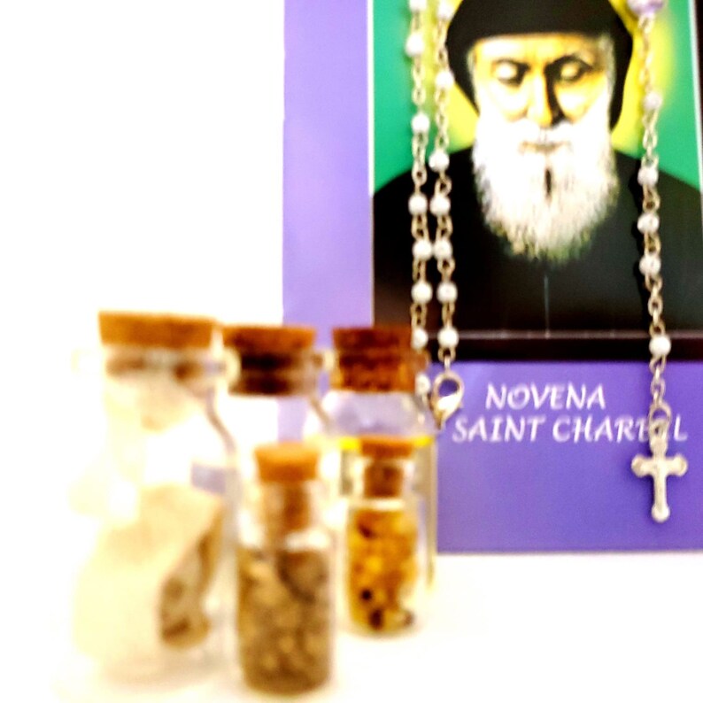 Set of Oil Water Incense Soil Relic Rosary and Novena | Etsy Canada