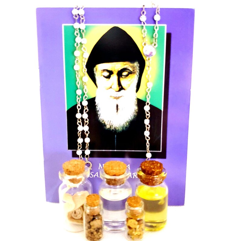 Set of Oil Water Incense Soil Relic Rosary and Novena | Etsy Canada