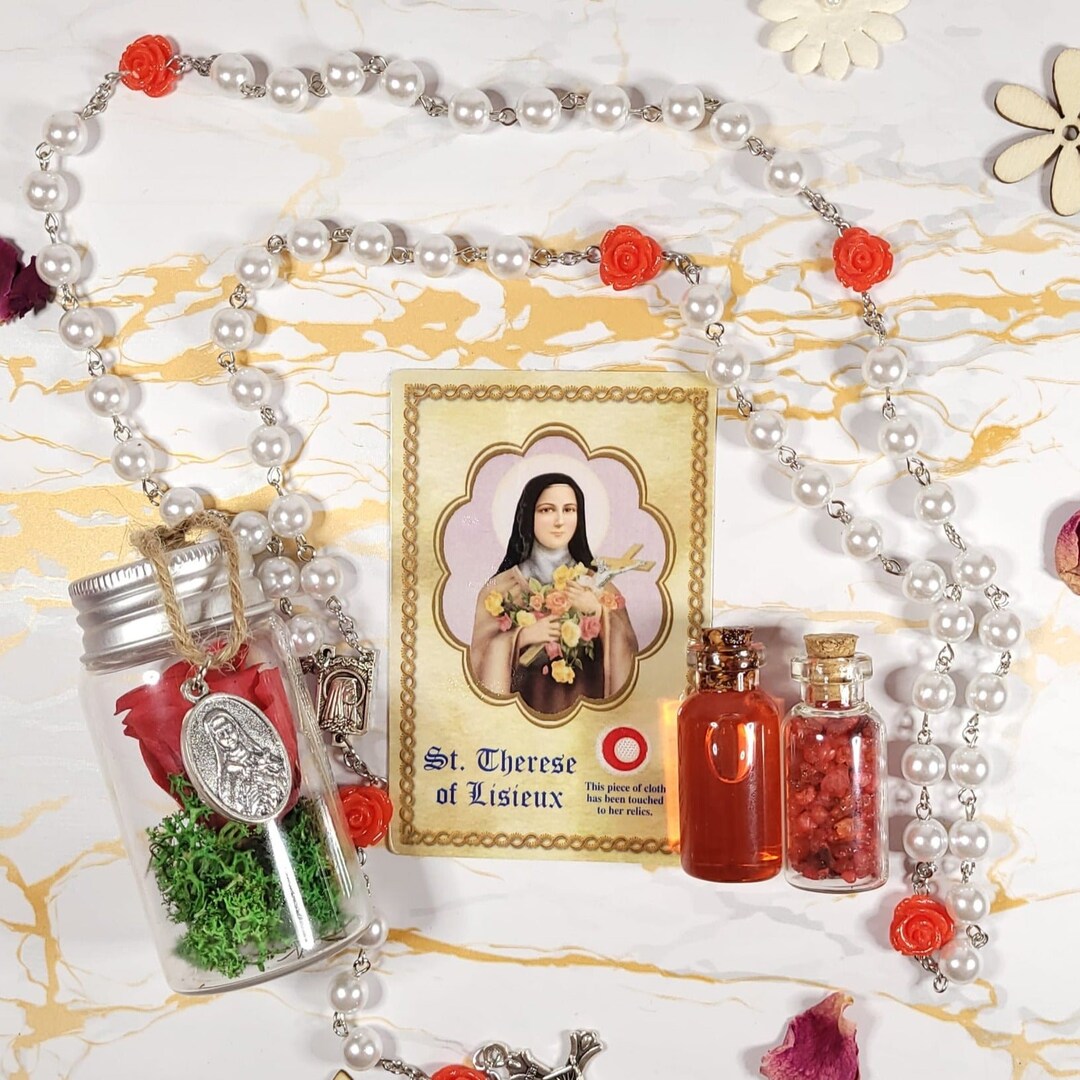Saint Therese De Lisieux Set - Relic Oil, Rose Incense, Rose Medal ...