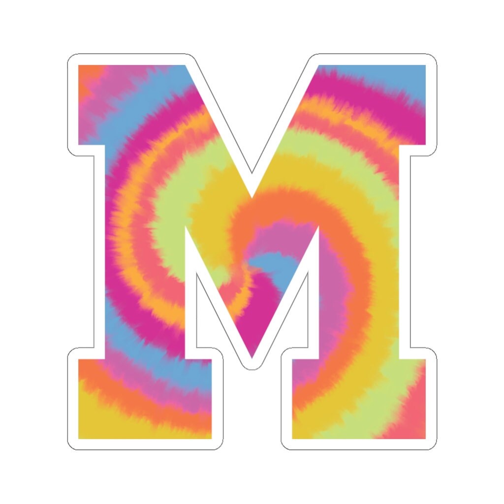 Letter M Initial Tie-Dye Monogram Sticker University | Etsy