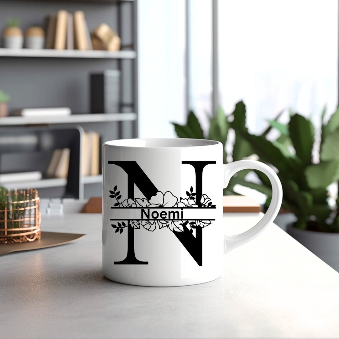 Floral Monogram Mug, Custom Name Mug, Personalized Floral Mug, Gifts ...
