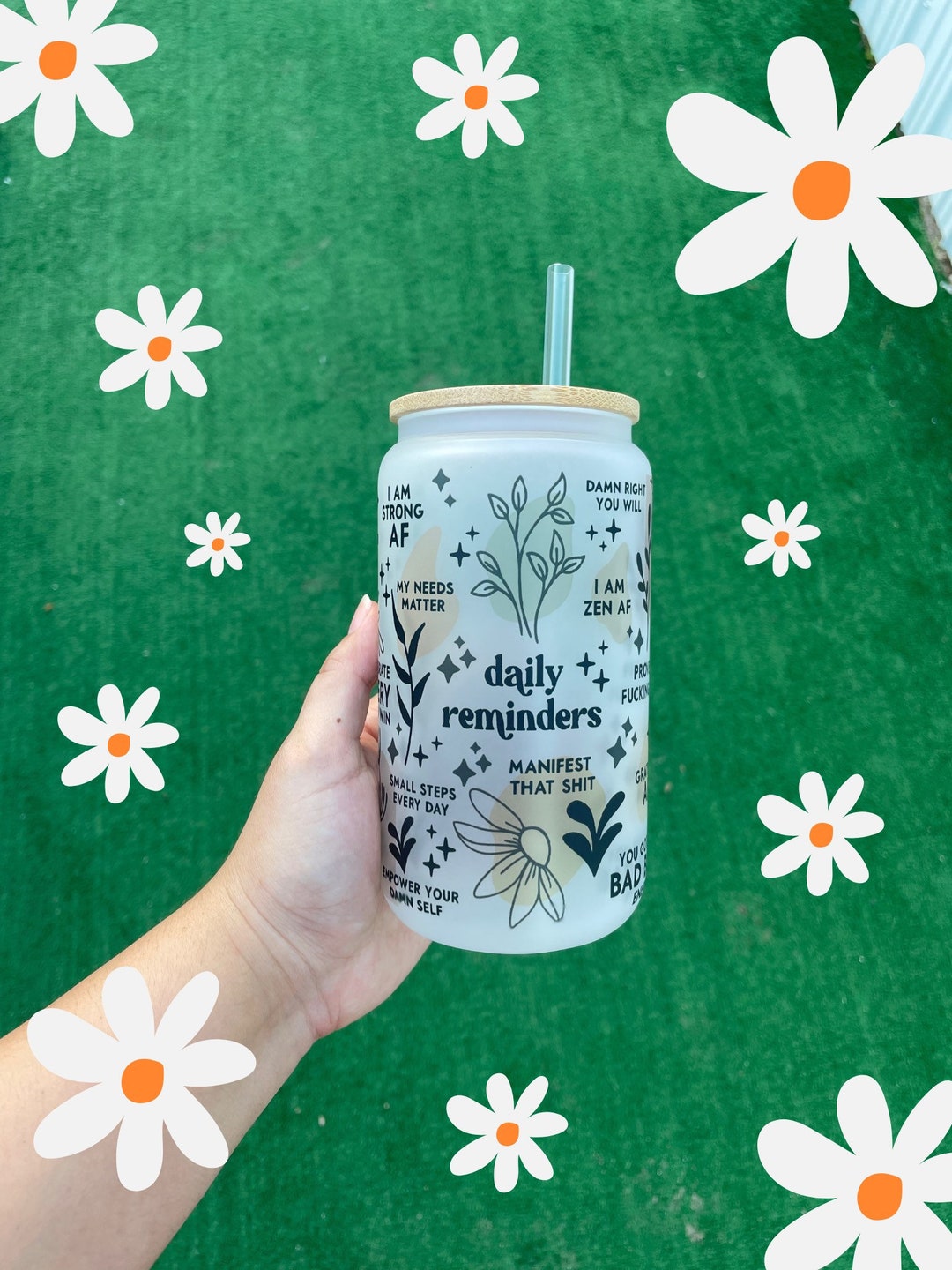 Daily Manifestation Glass Can Cup, Daily Reminder Cup , Mental Health ...