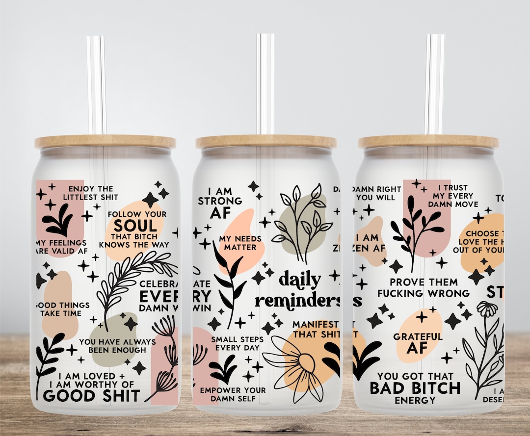 Daily Manifestation Glass Can Cup, Daily Reminder Cup , Mental Health ...