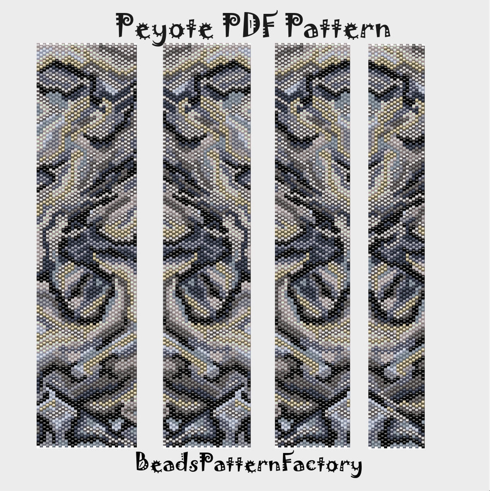 Grey Smoke Peyote PDF Pattern Abstract Peyote Bracelet | Etsy