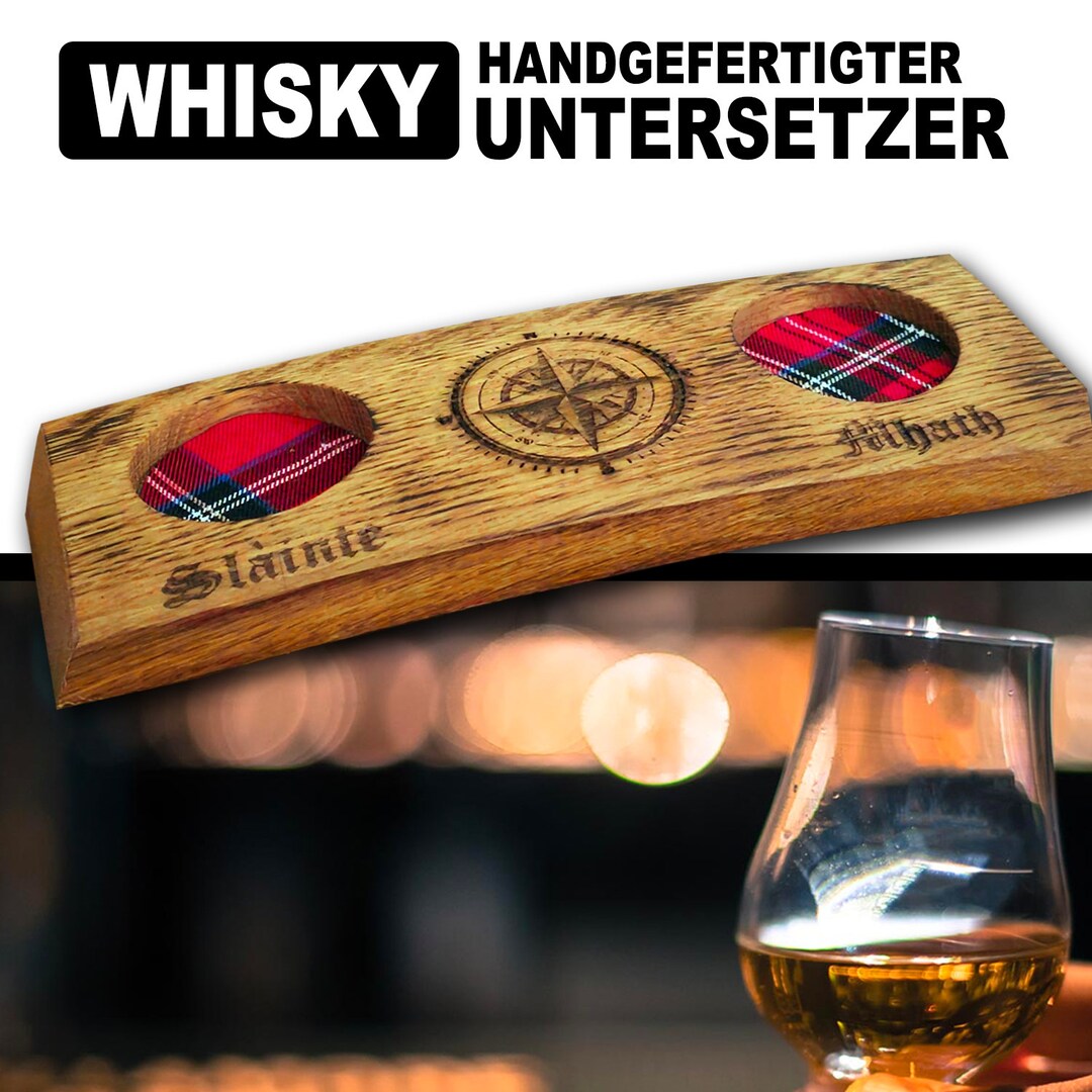 Whisky Coaster for Tastings With Motif "compass" Made of Oak Barrel ...