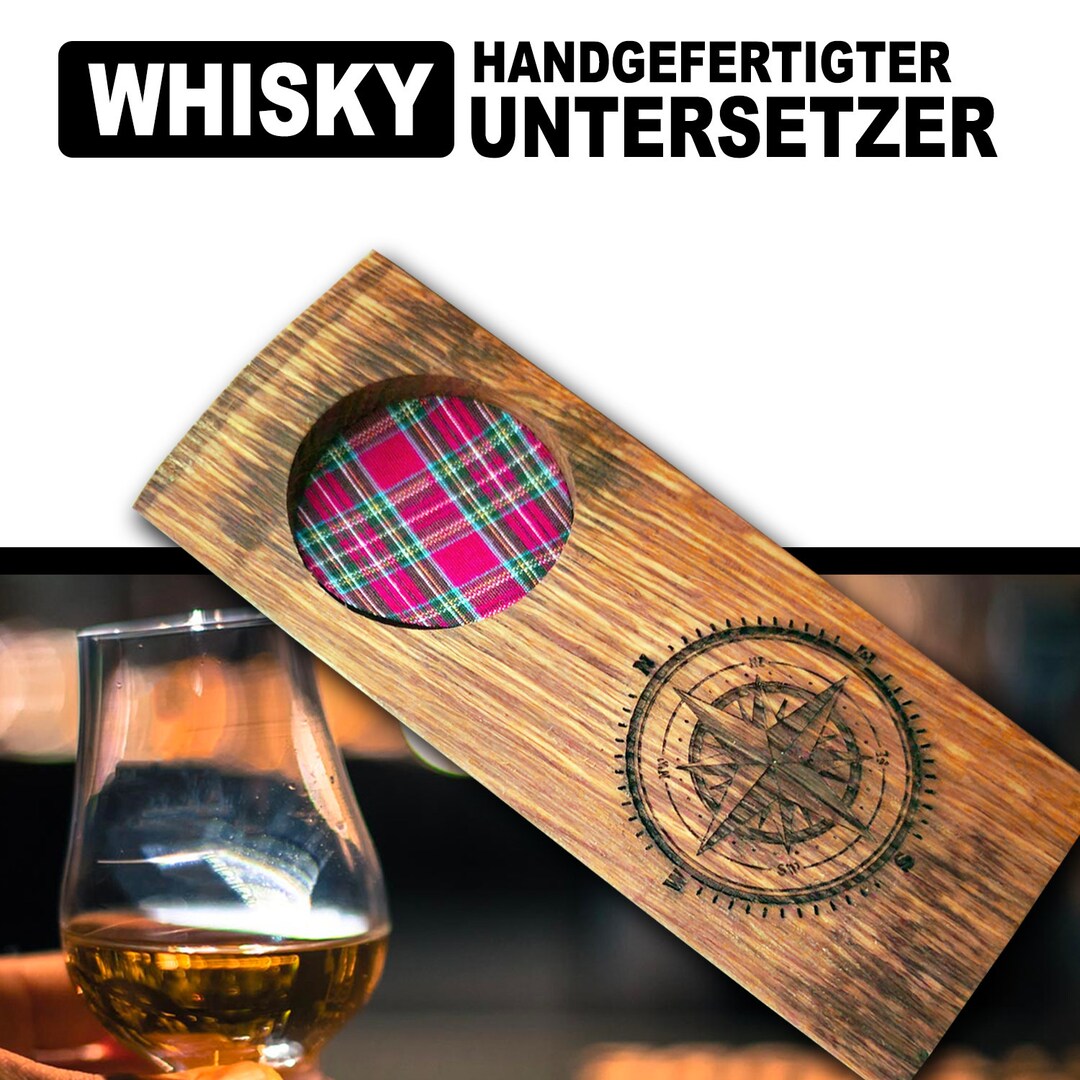 Whiskey Coasters With compass Motif Made From Oak Barrel Stave - Etsy