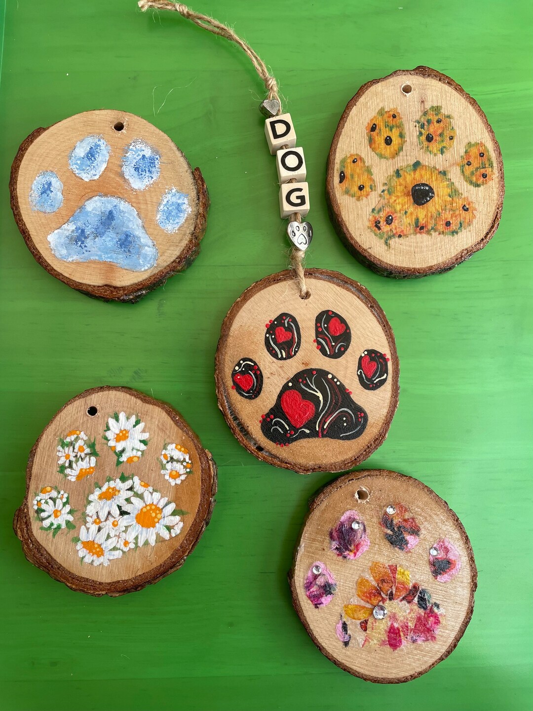 Personalised Wooden Hanging Rustic Paw Decorations - Etsy