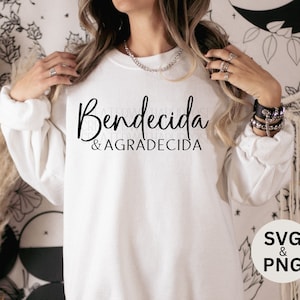 Bendecida Y Agradecida Svg Png, Png Cristianos, Jesus Svg, Sublimacion ...