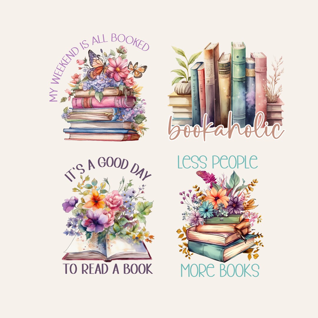 Book Bundle Png, Watercolor Clipart, Book Clipart, Bookworm Png, Book ...