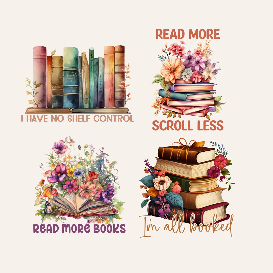 Book Bundle, Watercolor Clipart, Book Clipart, Bookworm Png, Book Lover ...