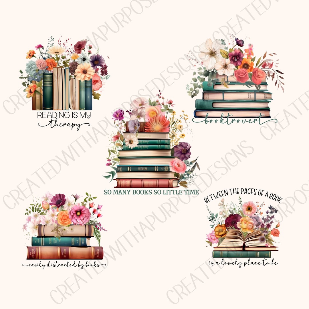 Book Bundle Png, Watercolor Clipart, Book Clipart, Bookworm Png, Book ...