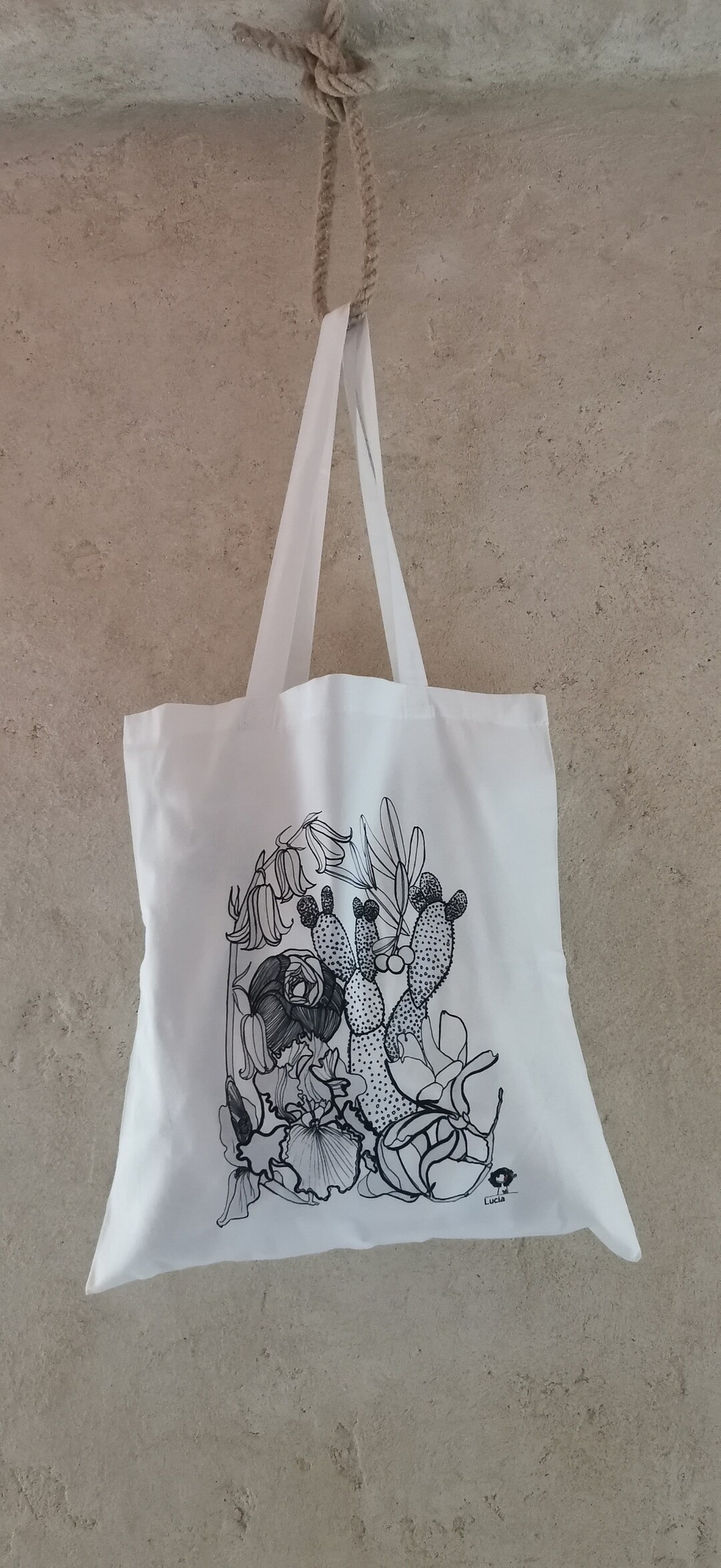 Tote Bag Flower Drawing - Etsy