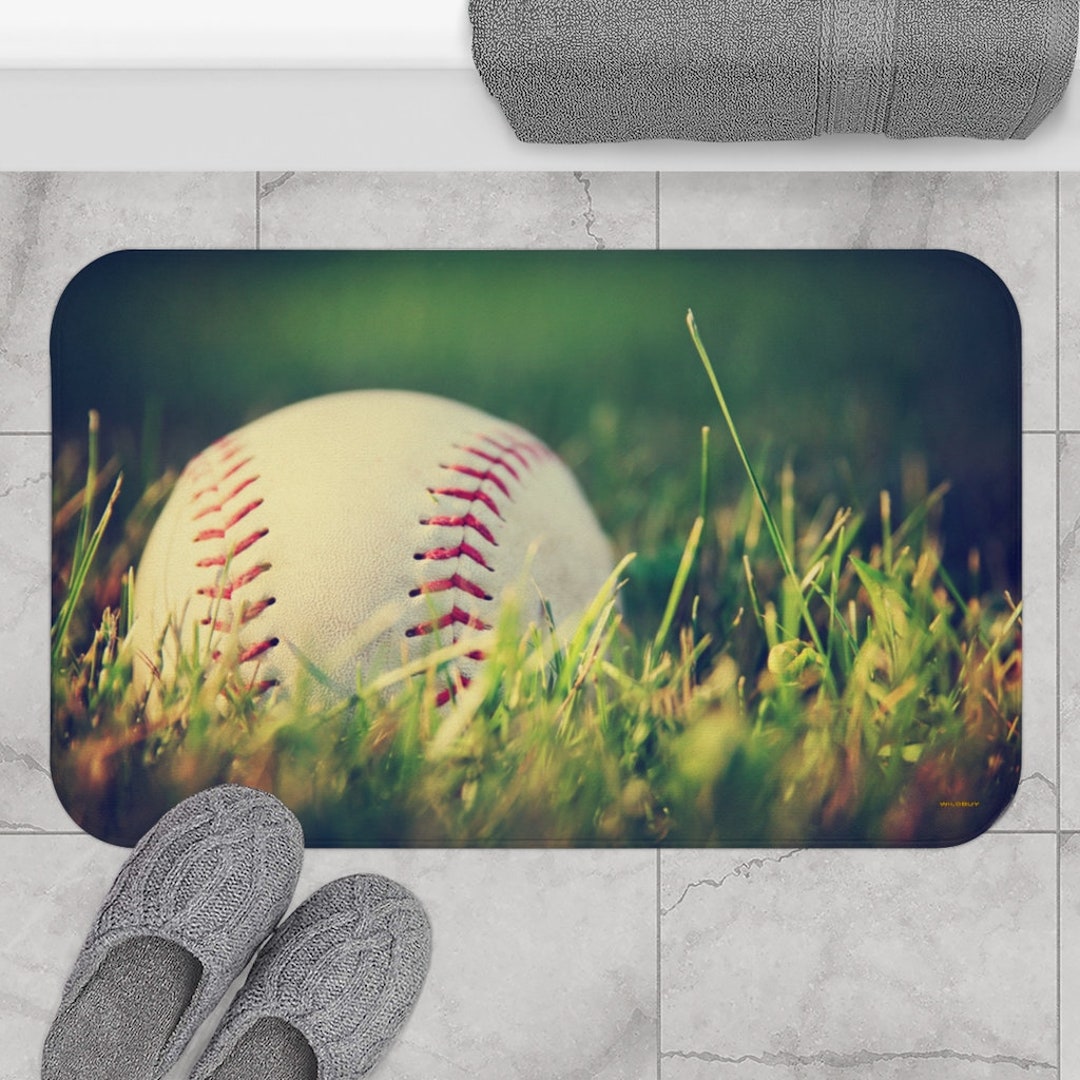 Baseball Bath Mat Free Shipping Powder Room Mat Bathroom Rug Rugs Non ...
