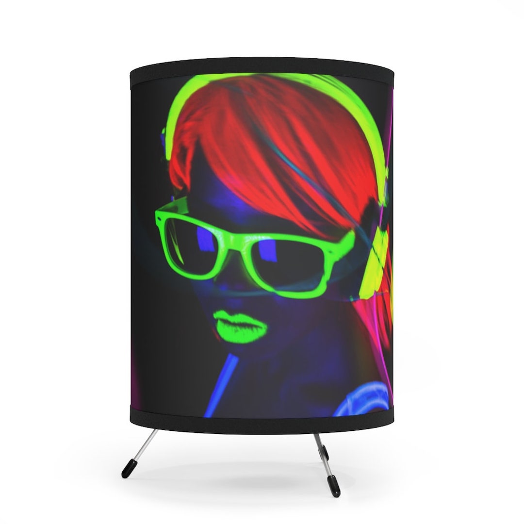 Neon Rave Night Light, Indoor Boho Table Lamp, Custom Printed Lamp ...