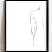 Half Back Line Drawing, Female Line Art, Abstract Art Print, Black and ...