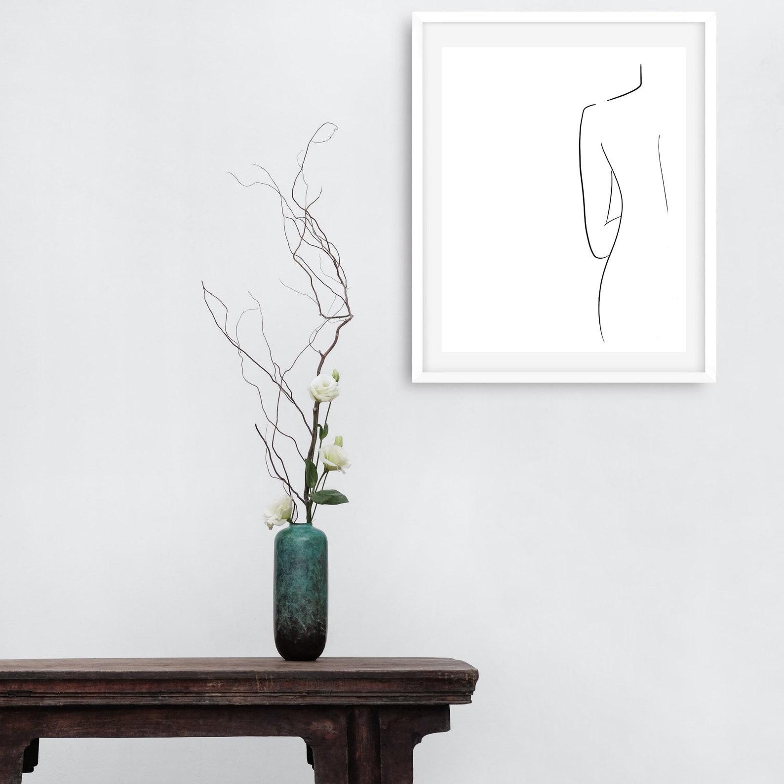 Half Back Line Drawing, Female Line Art, Abstract Art Print, Black and ...