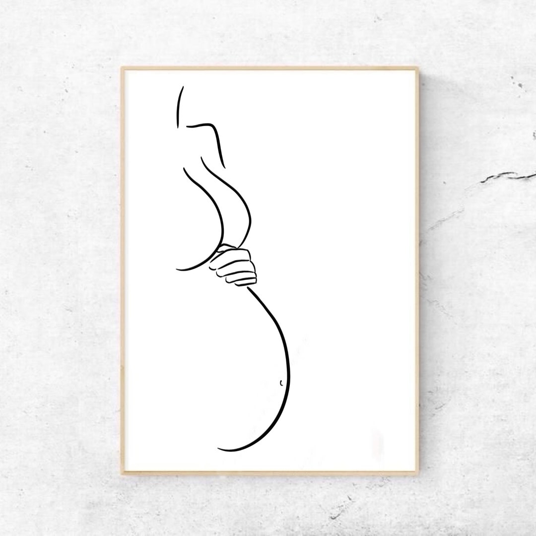 Standing Mother, Line Drawing, Line Art, Art Print, Pregnancy, Instant ...
