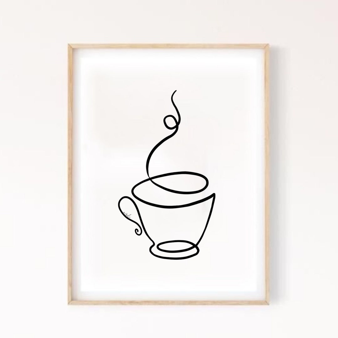 Chai Line Drawing, Line Art, Abstract Art Print, Black and White Print ...