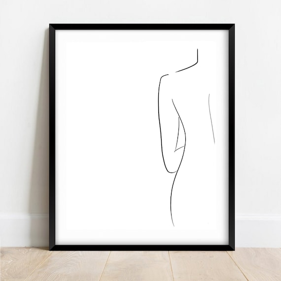 Half Back Line Drawing Female Line Art Abstract Art Print | Etsy