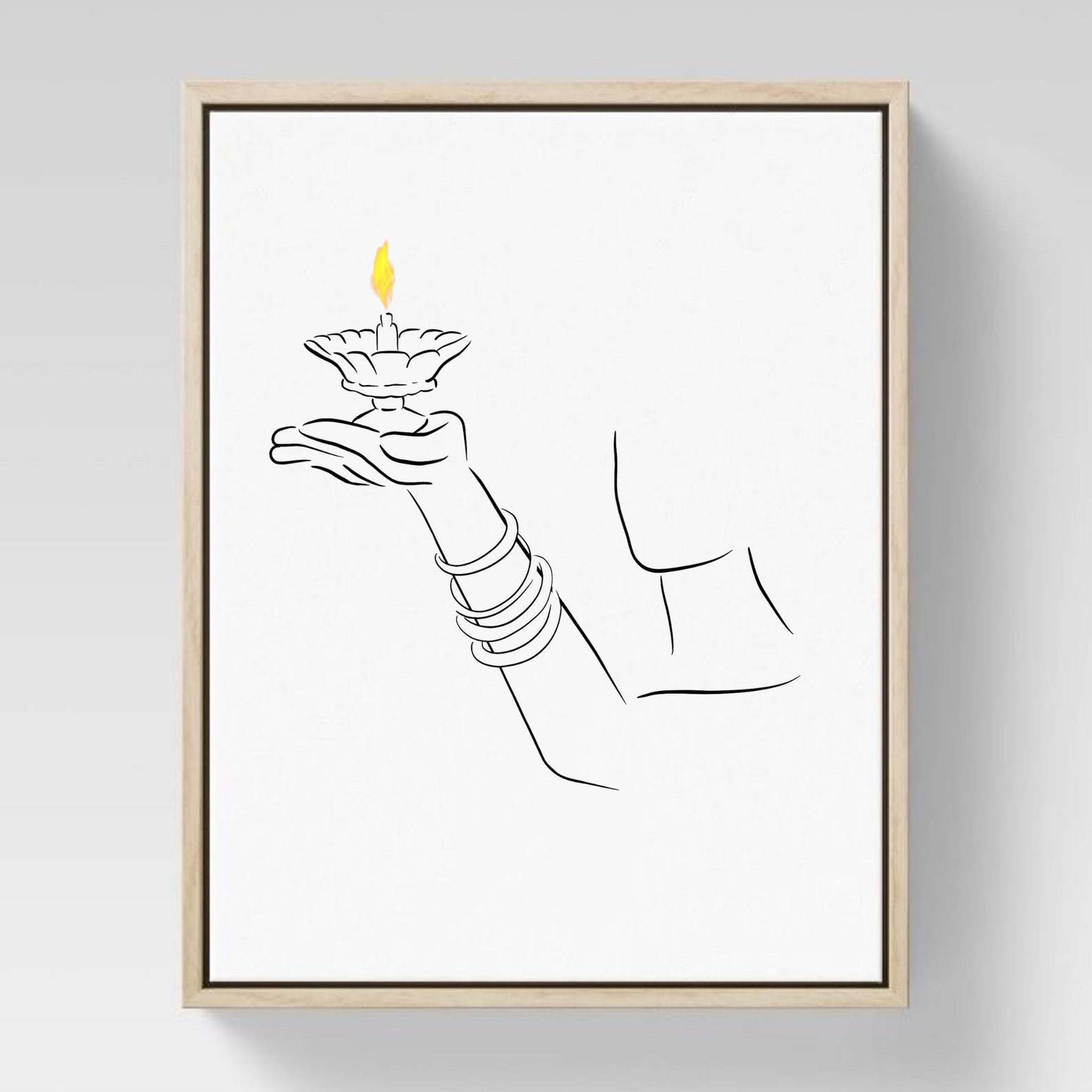 Indian Diya Line Drawing, Line Art, Abstract Art Print, Printable Wall ...