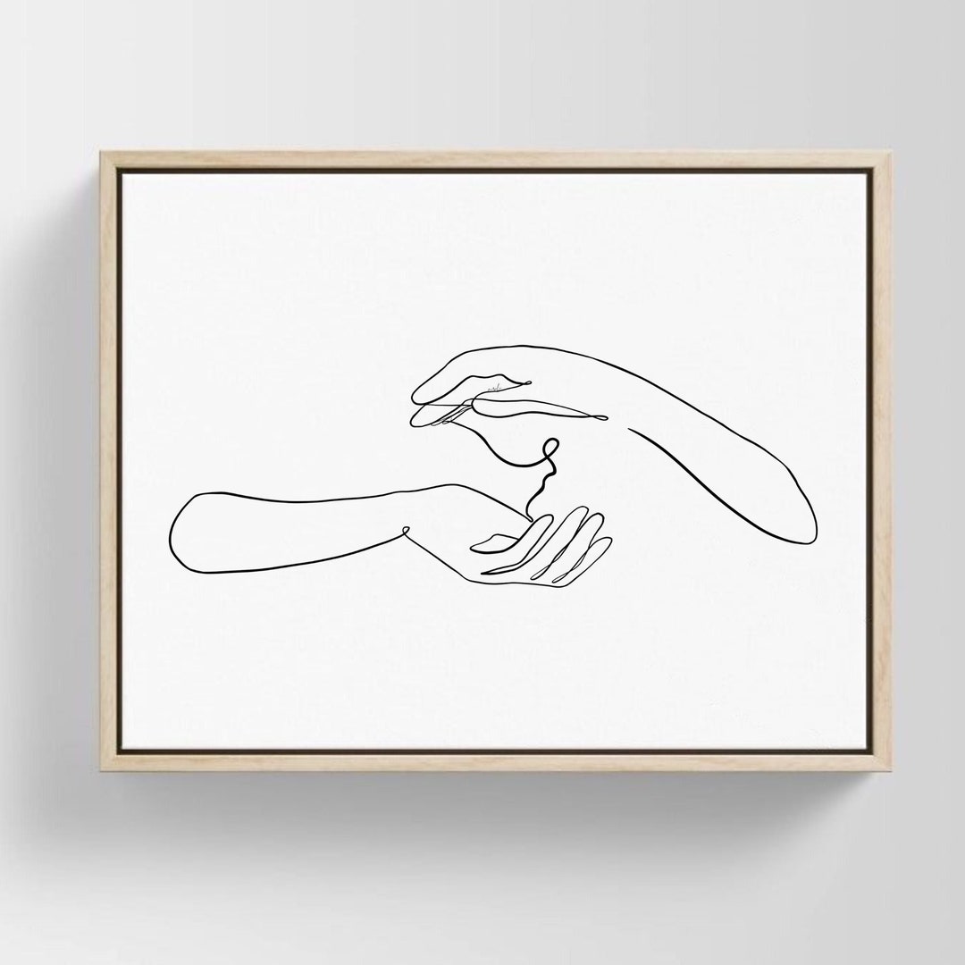 Magic Hands Line Drawing, Line Art, Abstract Art Print, Black and White ...