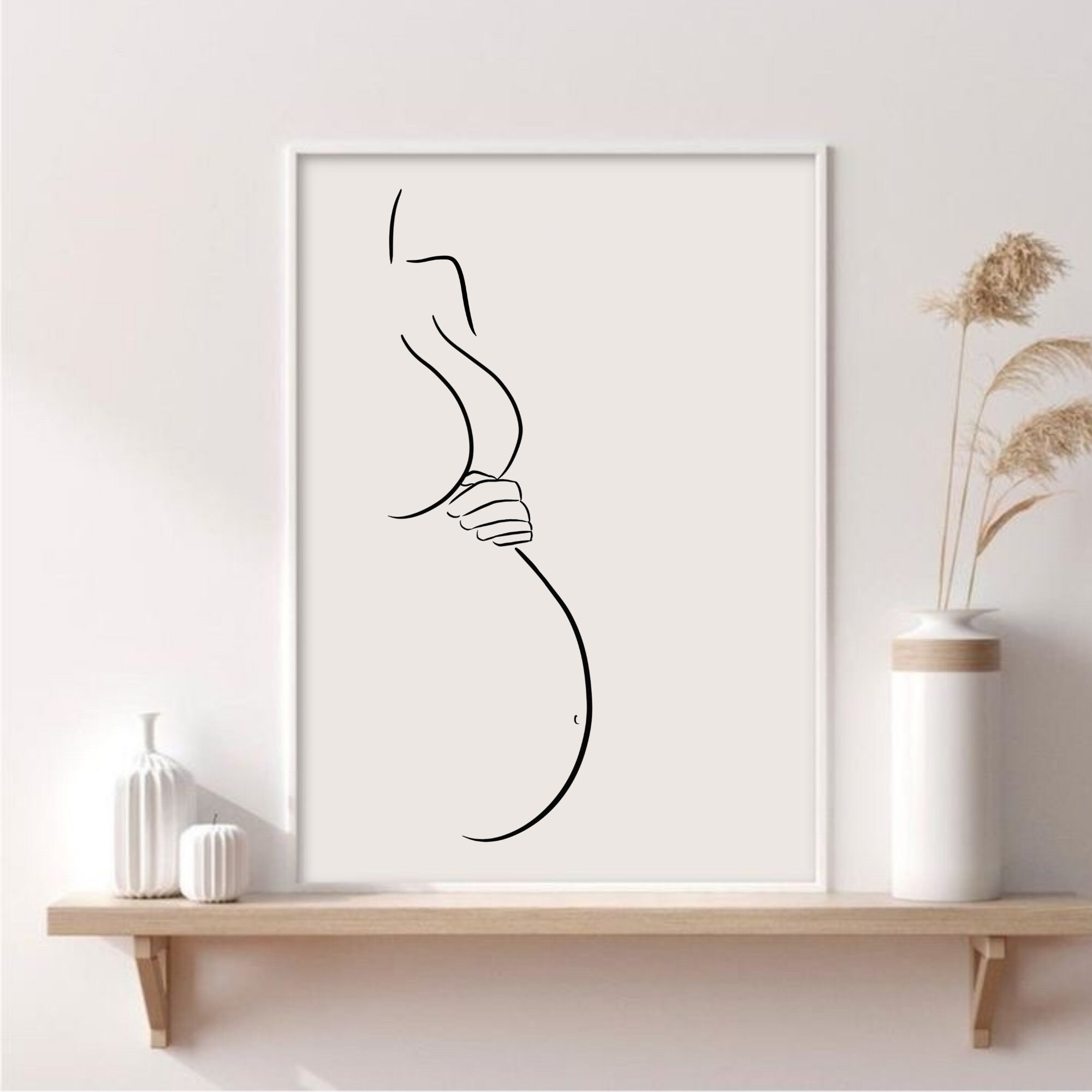 Standing Mother, Line Drawing, Line Art, Art Print, Pregnancy, Instant ...