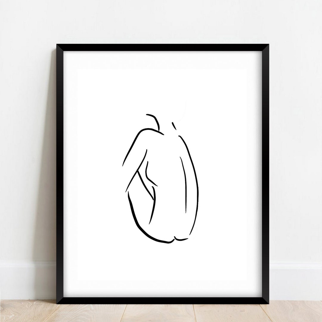 Sitting Bum III Line Drawing, Line Art, Abstract Art Print, Black and ...